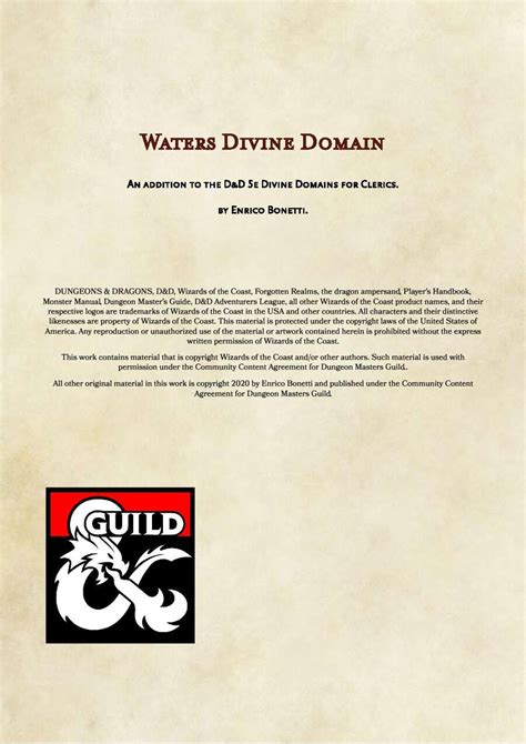 Waters Divine Domain - D&D 5e - Dungeon Masters Guild | DriveThruRPG
