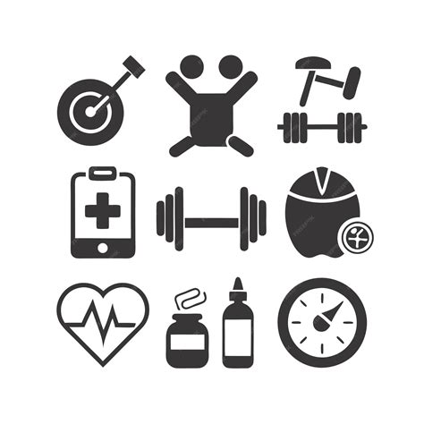 Health And Fitness Icon Set Vector Illustration Premium Ai Generated