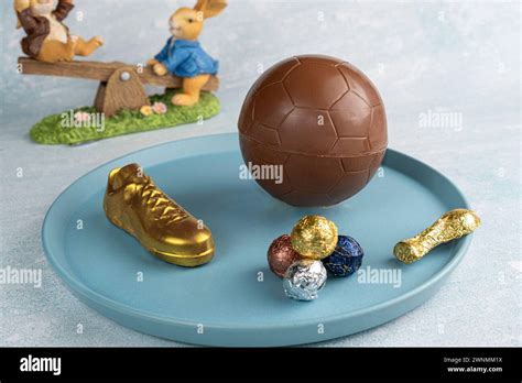 Easter Egg In The Shape Of A Soccer Ball Filled With Small Assorted