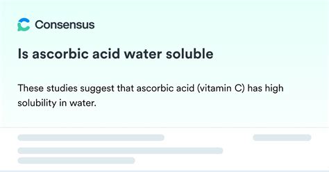 Is Ascorbic Acid Water Soluble Consensus Academic Search Engine