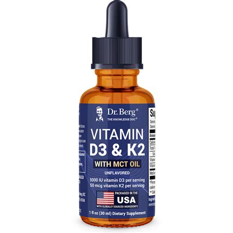Vitamin D3 And K2 Liquid With Mct Oil Unflavored 1 Fl Oz Dr Berg