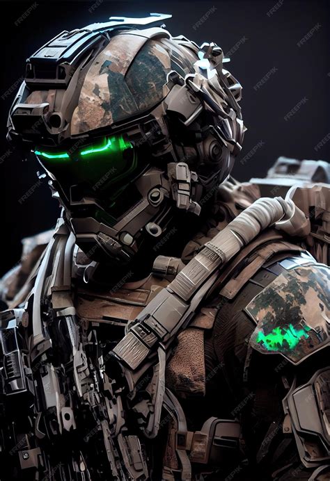 Premium Photo Portrait Of A Scifi Military Warrior Hightech