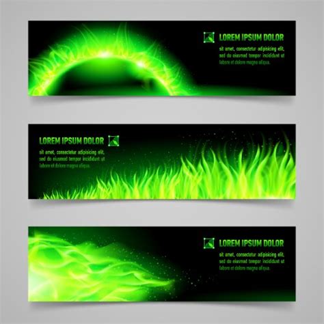 Realistic Green Fire Flames Poster Abstract Vector Image
