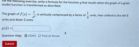 Solved For The Following Exercise Write A Formula For The
