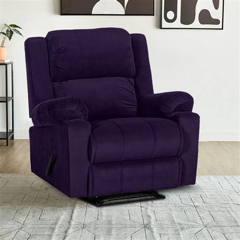 Buy In House Velvet Rocking And Rotating Recliner Chair Dark Purple