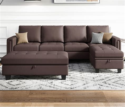 Belffin Faux Leather L Shaped Sectional Sofa Set