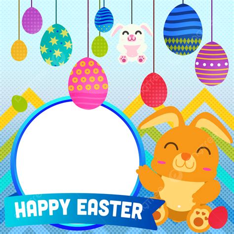 Easter Bunny Egg Png Image Easter Day Twibbon Bunny With Hanging Eggs Holiday Easter Happy