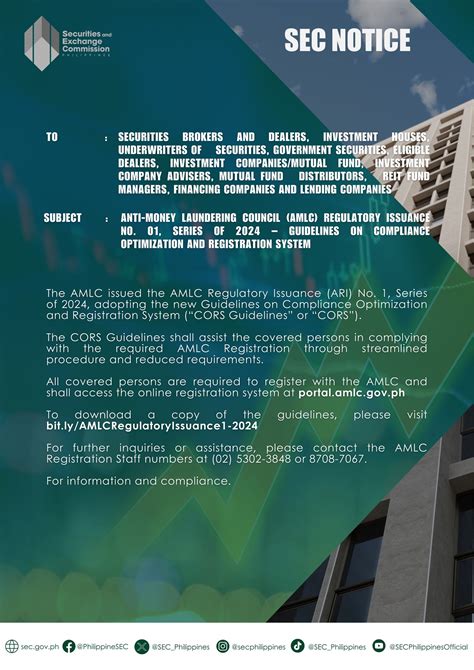 The Amlc Has Issued New Cors Guidelines To Help Entities Comply With