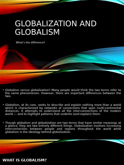 Globalization And Globalism Whats The Difference Pdf