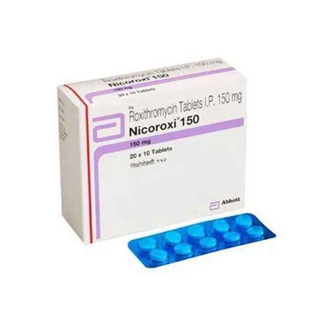 Roxithromycin Nicoroxi 150mg Tablet 20 X 10 Tab General Medicines At