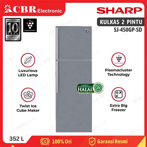 Jual Kulkas Sharp 2 Pintu Sj 450gp Sd 352 L Shopee Indonesia