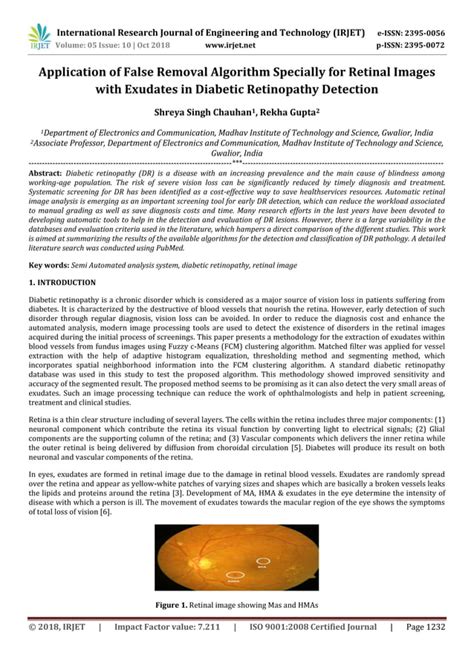 Irjet Application Of False Removal Algorithm Specially For Retinal
