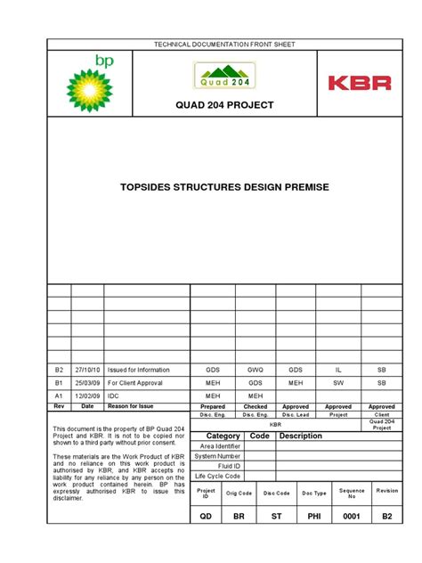 Qd Br St Phi 0001 B2 Topside Structures Design Premise Pdf