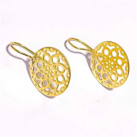 Drop Earring Golden Gold Plated Designer Brass Earrings Brass Fine