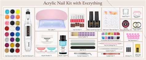 Acrylic Nail Kit With Drill Nail Lamp Professional Acrylic Powders And