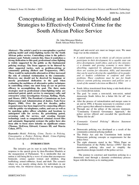 Conceptualizing An Ideal Policing Model And Strategies To Effectively