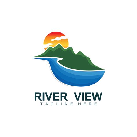 River Logo Design River Creek Vector Riverside Illustration With A
