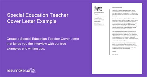 Special Education Cover Letter Template