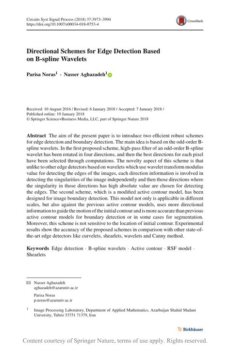 Directional Schemes For Edge Detection Based On B Spline Wavelets Request Pdf