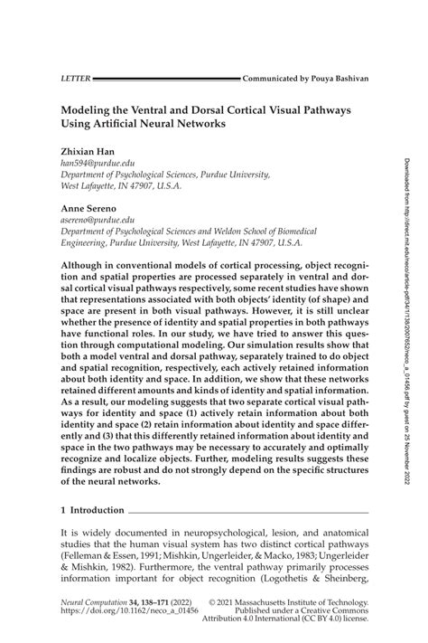 (PDF) Modeling the Ventral and Dorsal Cortical Visual Pathways Using Artificial Neural Networks