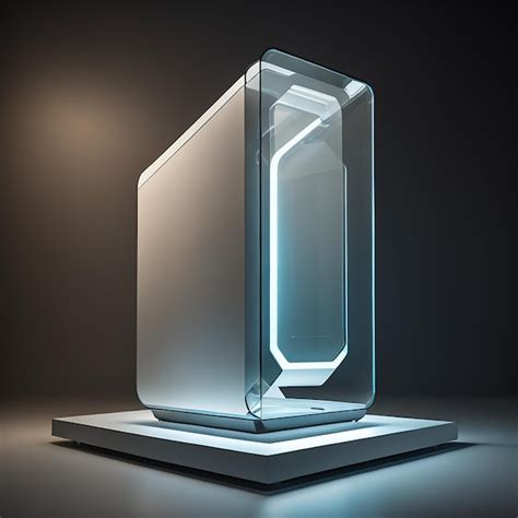 Premium Ai Image A Clear Cube With A Blue Glass Case On It