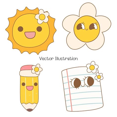 Premium Vector Cute Groovy Back To School Vector Illustration