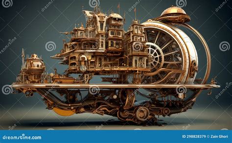 Visualization Of An Intricately Detailed Steampunk Inspired Time Machine Stock Image Image Of