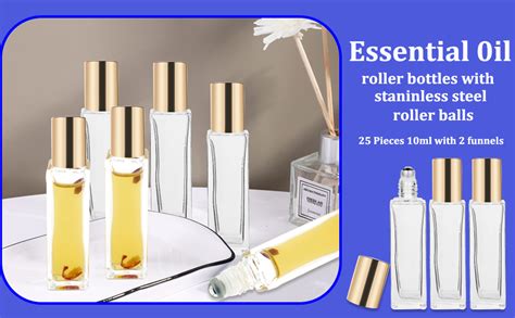 Hzmssore 25 Pcs 10 Ml Roller Bottles For Essential Oils