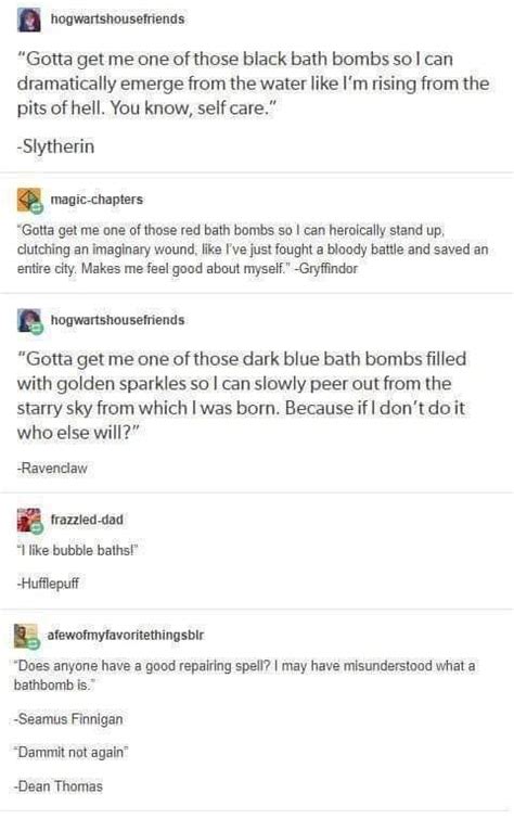 Hogwarts Houses And Their Preference On Bathbombs Rtumblr