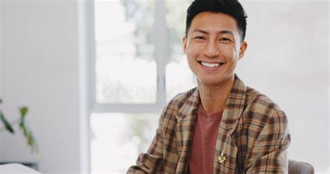 Web Design Smile And Face Of An Asian Man On A Computer For Information Technology Website And