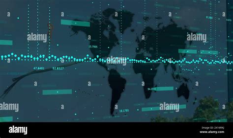 Image Of Financial Data Processing Over World Map Against Construction