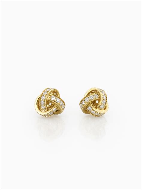 18ct Yellow Gold Diamond Knot Earrings Thejewelleryworkshop