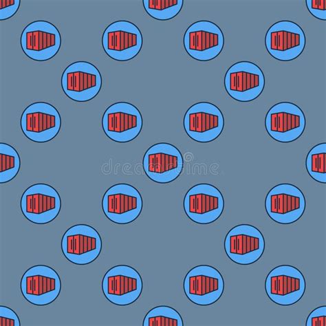 Red Shipping Container Vector Round Colored Modern Seamless Pattern Stock Vector Illustration