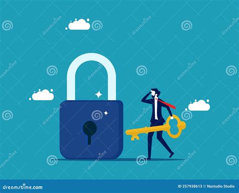 Failed To Unlock Businessman Trying To Unlock The Key Stock Vector Illustration Of Protect
