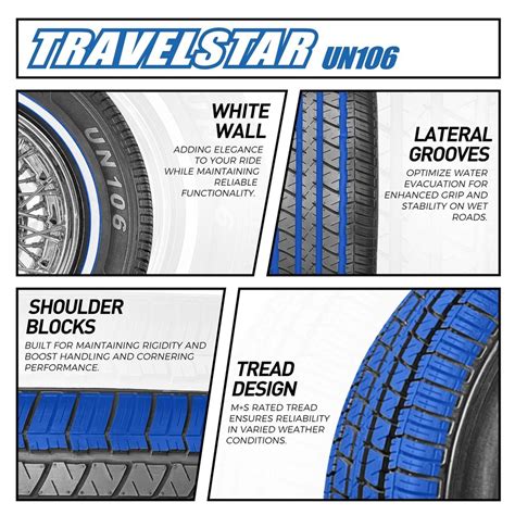 Set Of 4 Travelstar Un106 225 60r17 99t 9mm White Wall A S Passenger