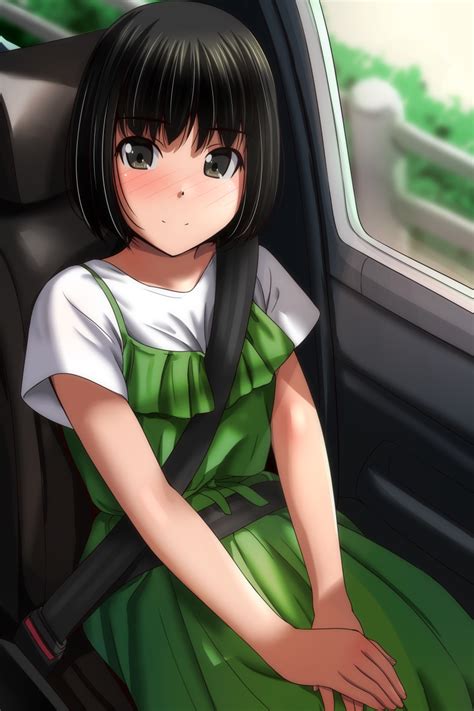 Safebooru 1girl Absurdres Bangs Black Hair Blush Brown Eyes Car