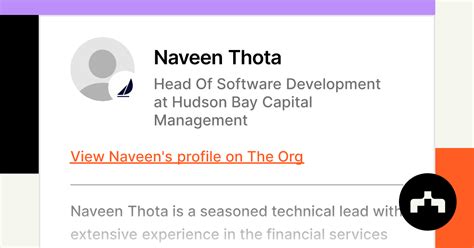 Naveen Thota Head Of Software Development At Hudson Bay Capital