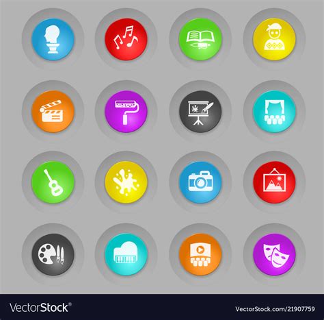 Art Colored Plastic Round Buttons Icon Set Vector Image