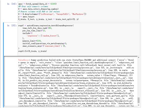 Valueerror Dummy Prediction Failed With Run State Statustype Crashed And Additional Output