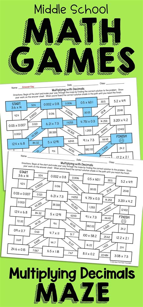 Decimal Multiplication Maze Decimals Worksheets Subtracting Decimals