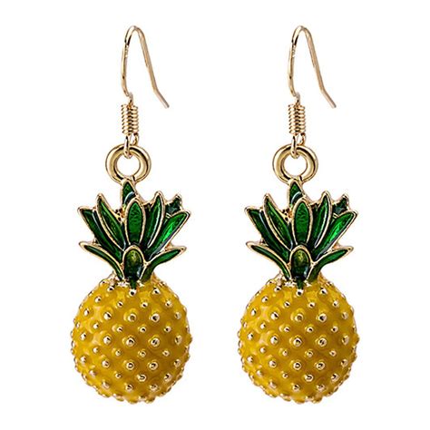 Earrings Gold Pineapple Fruit Drop Dangle Jewelry For Women Playful