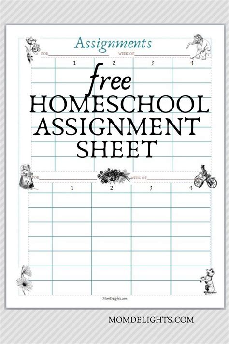 Free Homeschool Assignment Sheet For Organized Learning