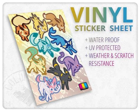 Eeveelutions Vinyl Sticker Set Laptop Stickers Water Bottle