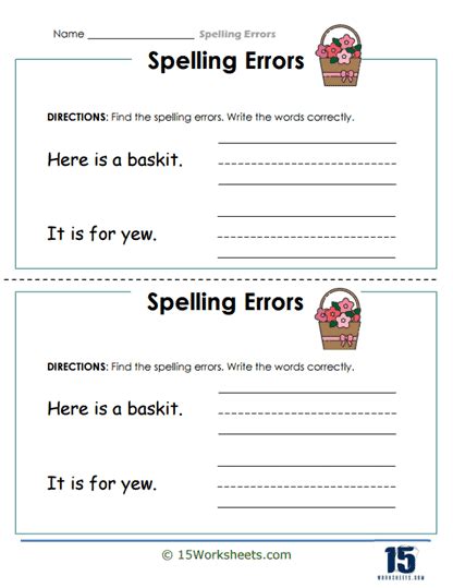 Spelling Errors Worksheets 15