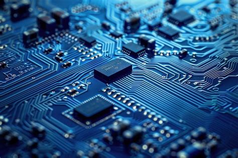 Blue Circuits Board Electronic Circuits Background Premium Ai