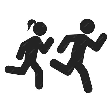 Isolated Pictogram Sign Of Couple Run Woman And Man Running Active