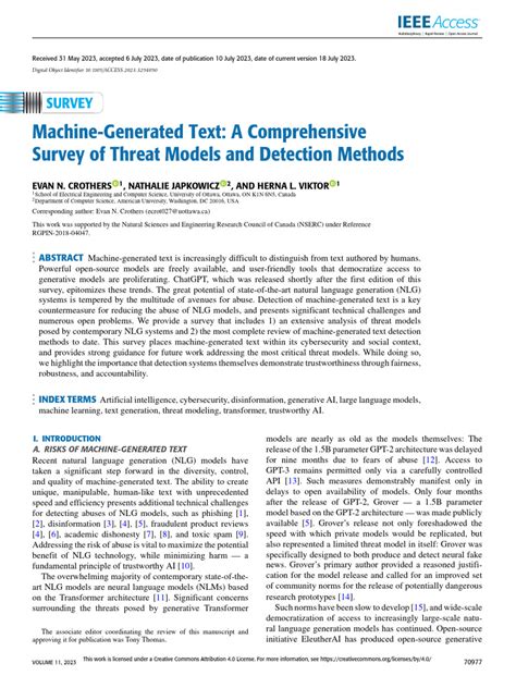 2023 Ieee Machine Generated Text A Comprehensive Survey Of Threat Models And