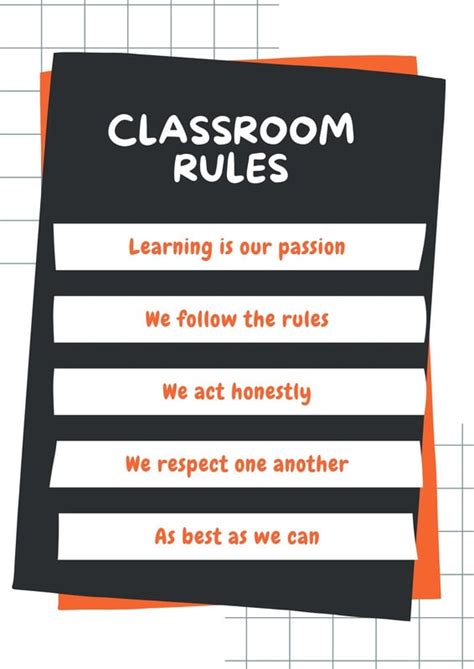 Page 2 Free Custom Printable Classroom Rules Poster Templates Canva