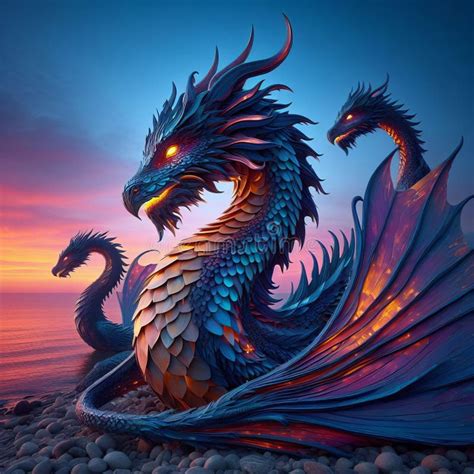 Twilight Dragon A Dragon With Scales That Shift In Color With T Stock Illustration