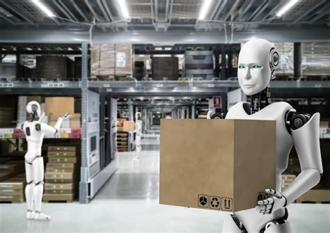 Premium Photo Innovative Industry Robot Working In Warehouse For Human Labor Replacement